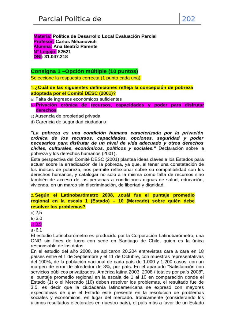 Ana B Parente - Parcial 2 - 2025 - PDL | PDF | Derechos humanos ...