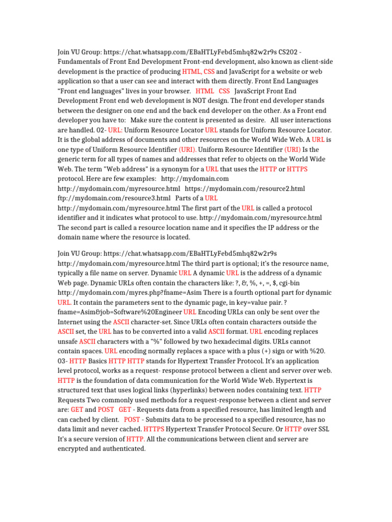 CS202 Handouts Highlighted in Word FINAL | PDF | Hyperlink | World Wide Web