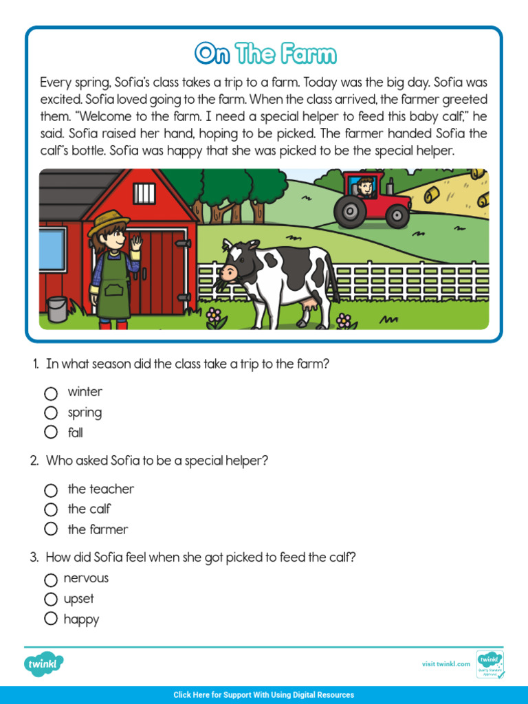 Digital Farm Reading Passage Comprehension Activity | PDF
