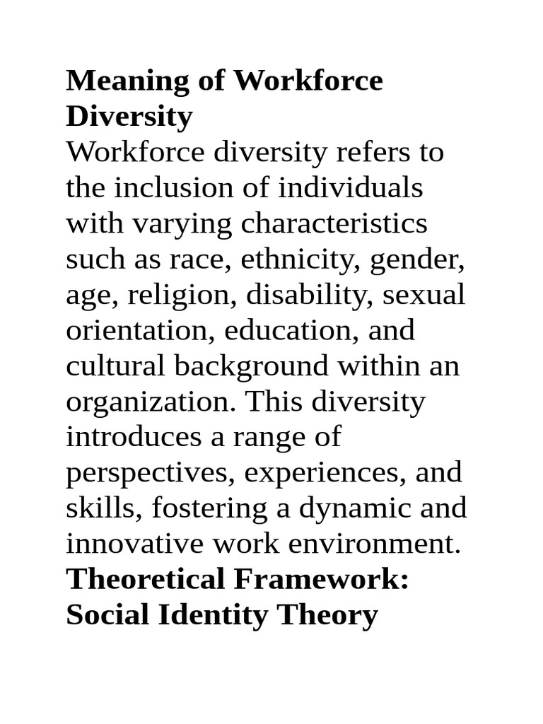 Meaning of Workforce Diversity | PDF | Diversity (Business) | Business