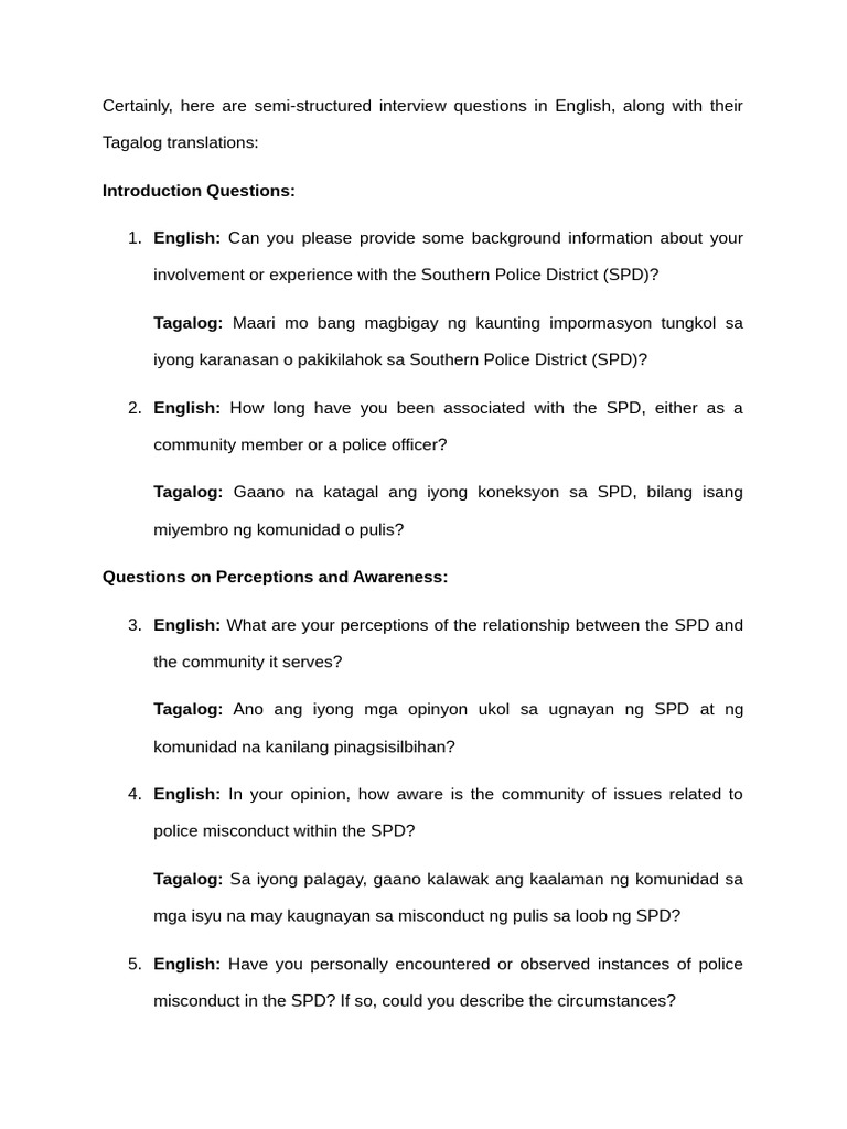 Qualitative Questionnaire | PDF