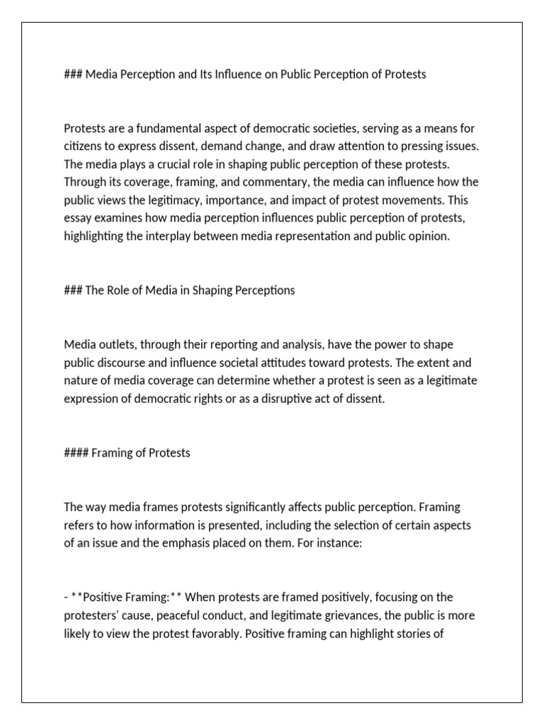 Media Perception and Its Influence On Public Perception of Protests ...