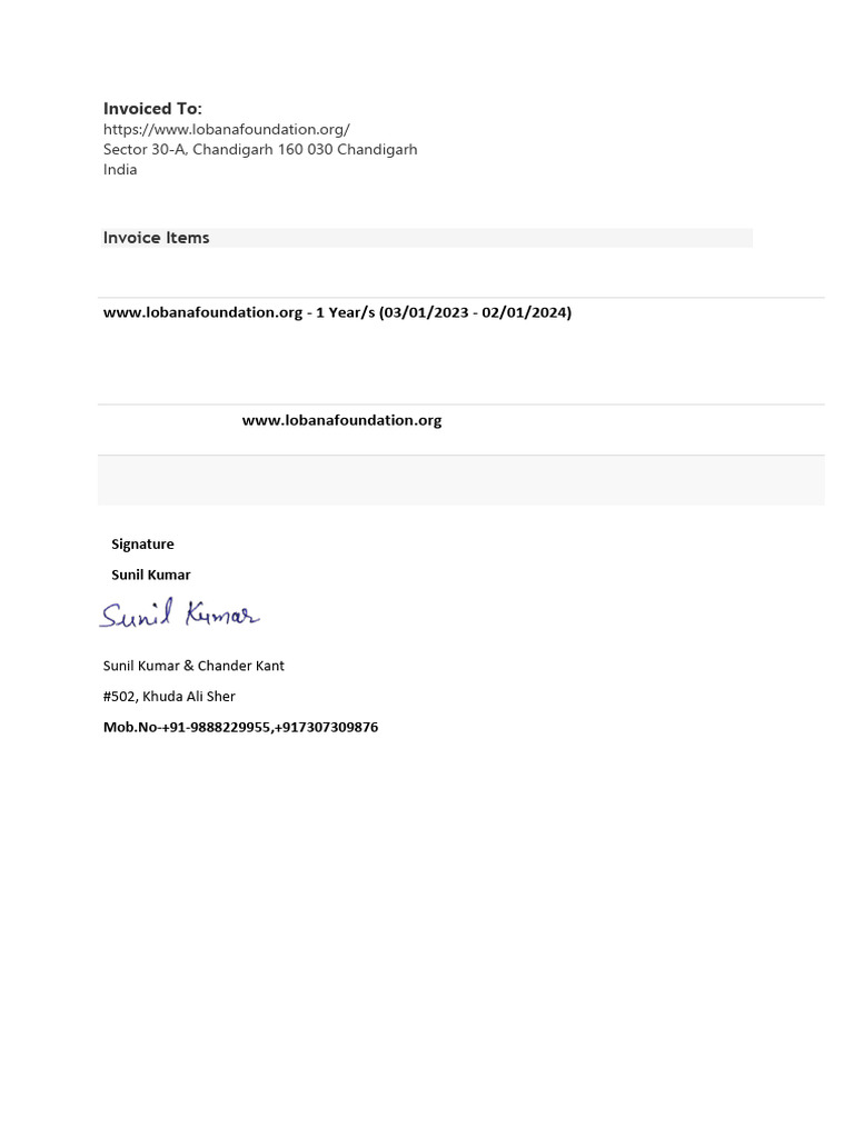 Invoice Lobana | PDF