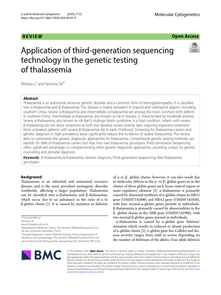 Genetic Testing for Thalassemia | PDF | Dna Sequencing | Polymerase ...