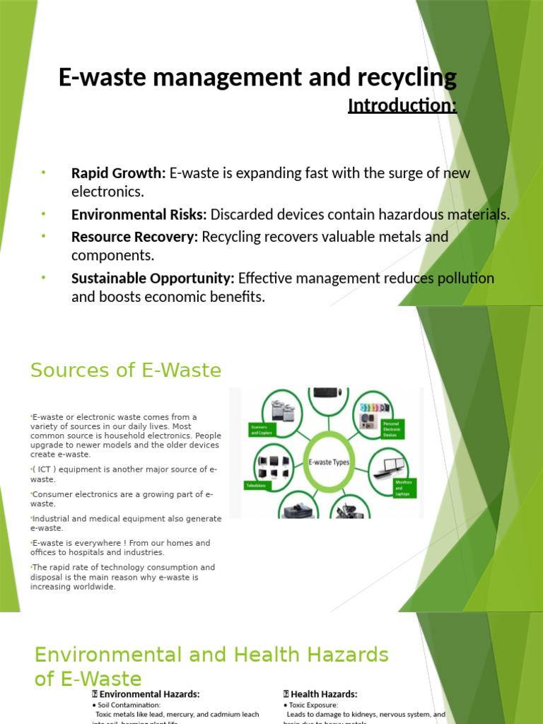 E-Waste Management and Recycling Presentation | PDF | Electronic Waste ...