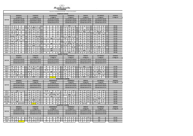 Updated Timetable Foundations 31 July To 06 Aug 2023 | PDF