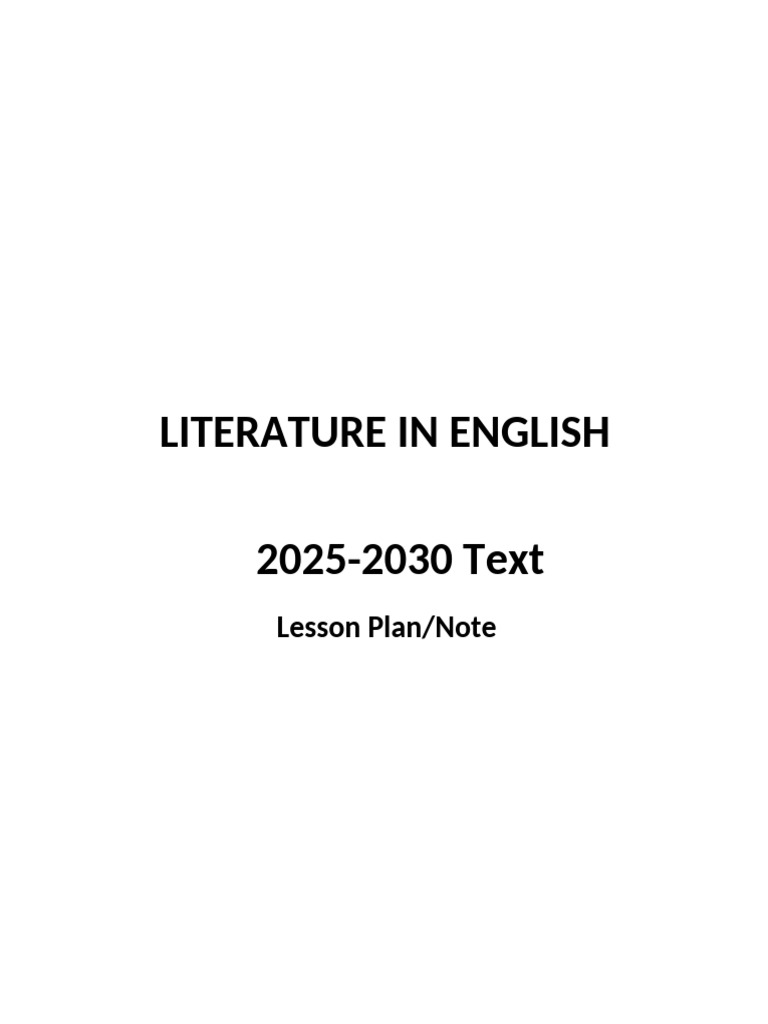 WAEC Literature in English 2025-2030 Syllabus | PDF | Narrative | Novels