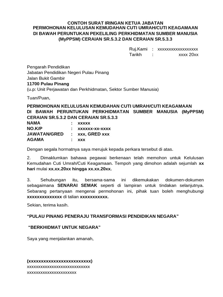 Format Surat Iringan CTR Umrah - Keagamaan | PDF