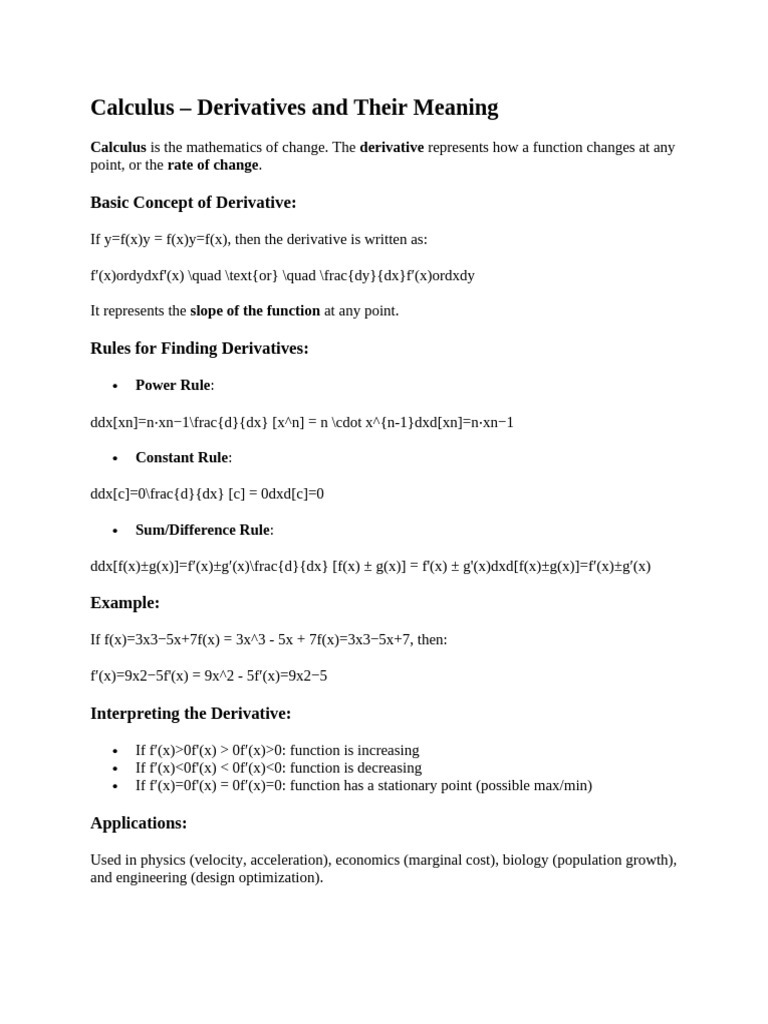 Understanding Derivatives in Calculus | PDF