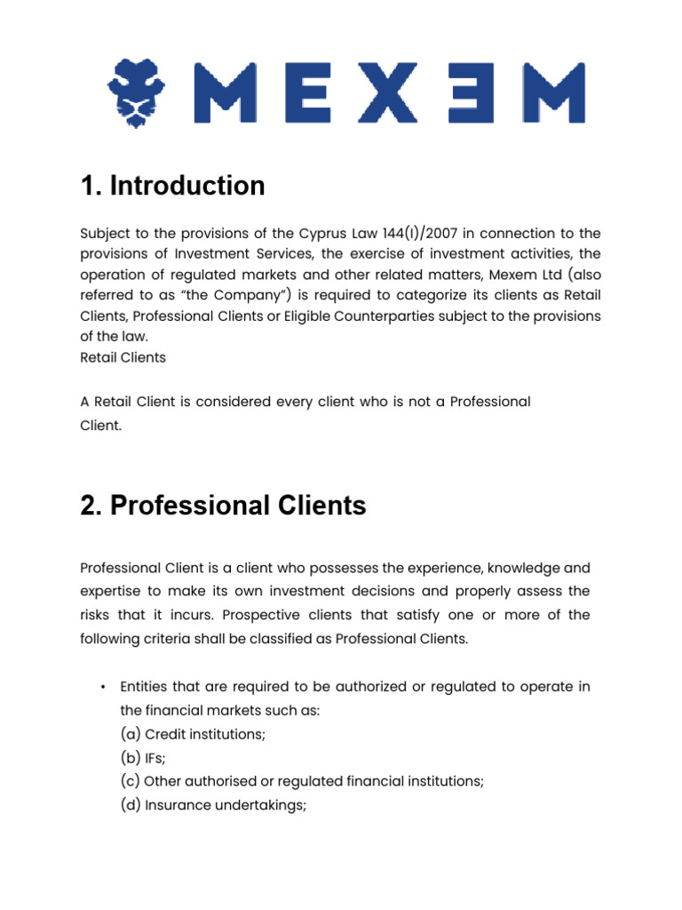 Client Classification Under Cyprus Law | PDF | Banks | Risk