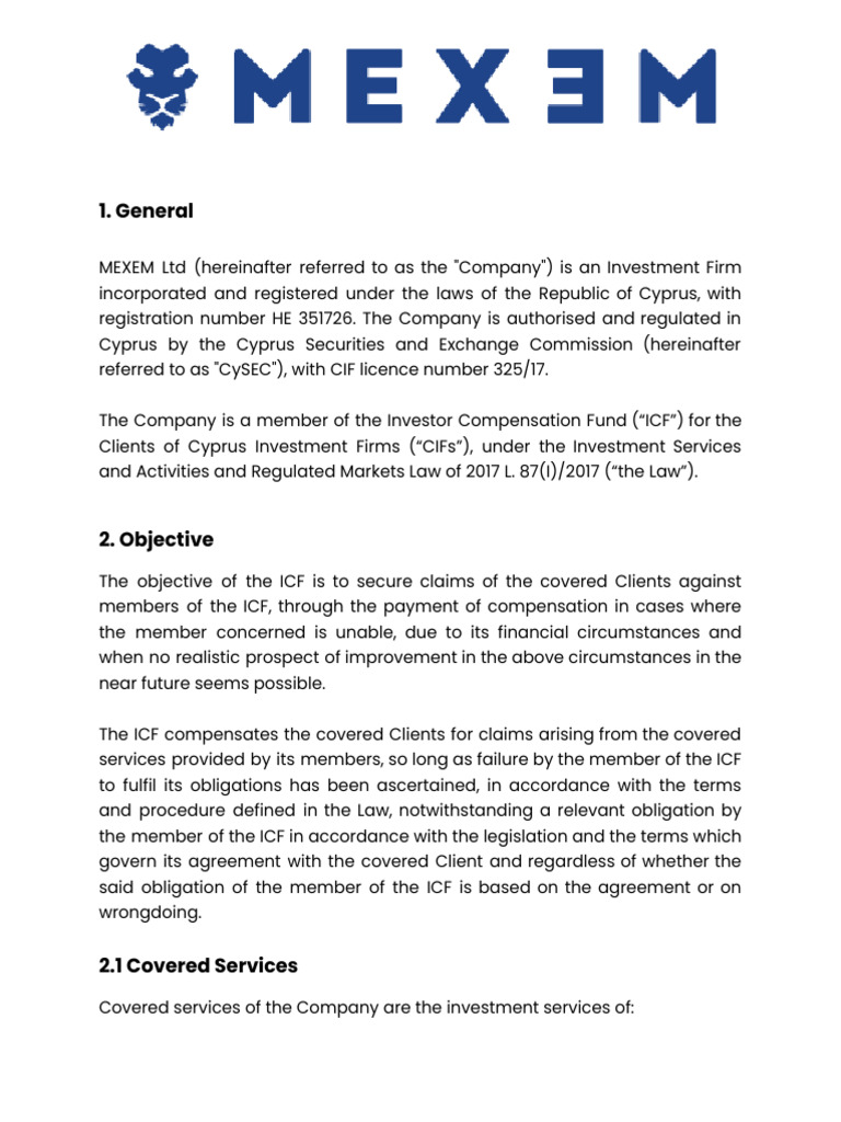 MEXEM Investor Compensation Fund OCT 2022 | PDF | Euro | Banks