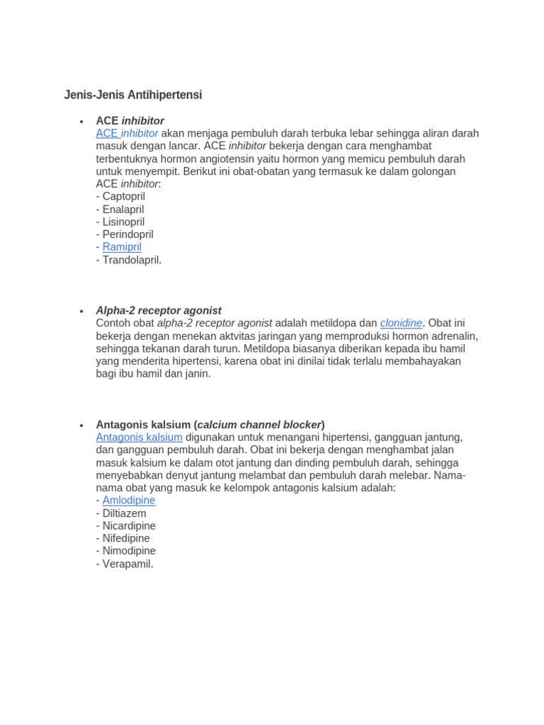 Golongan dan Contoh Obat Antihipertensi | PDF
