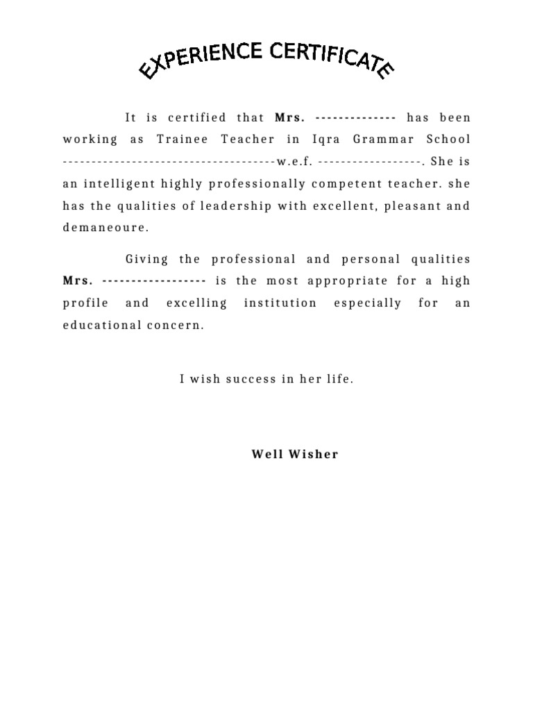 Experience Letter | PDF