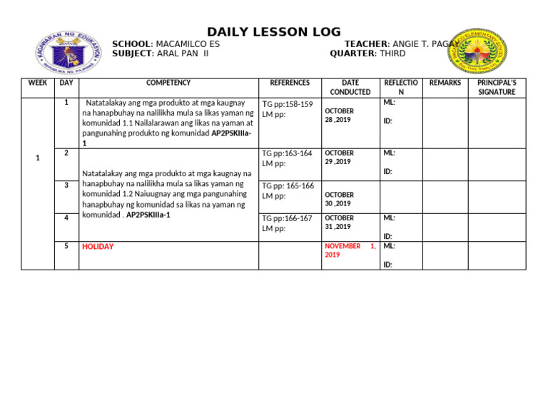 Daily Lesson Log Q3 Week 1 | PDF
