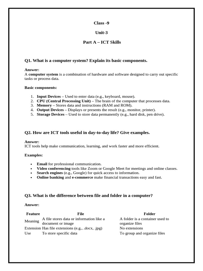 Class 9 ICT and Entrepreneurship Q&A | PDF | Entrepreneurship ...