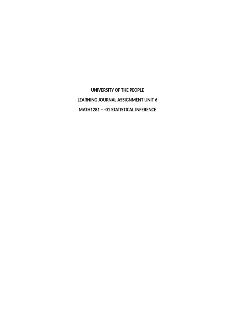 Maths Activity Statistics Inference Unit 6 | PDF