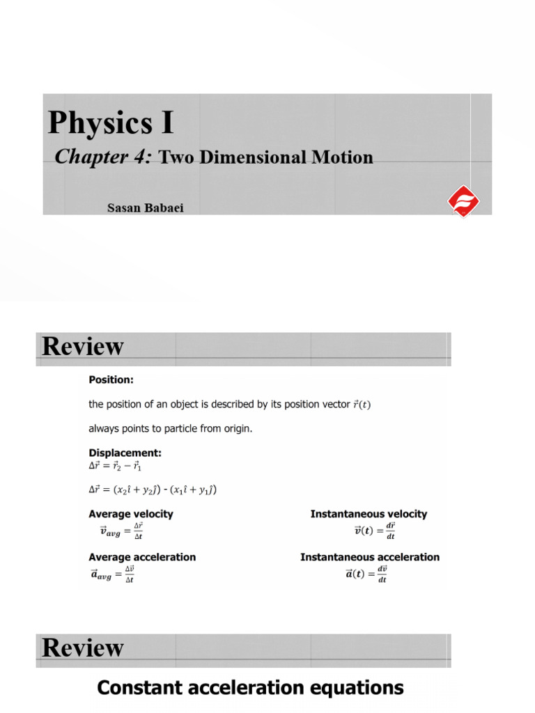 Physics I - Two Dimensional Motion | PDF