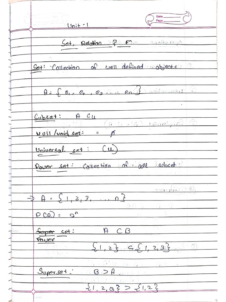 Maths Set, Relation, Function Handnotes | PDF