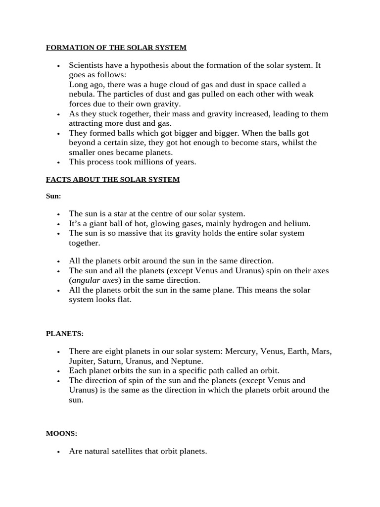 Formation of The Solar System | PDF | Planets | Solar System