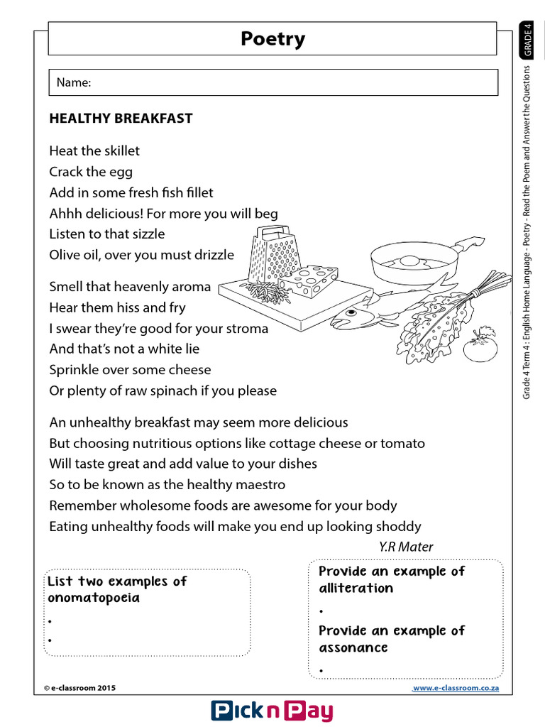 Enggr4t4 HL Poetry Read The Poem and Answer The Questions | PDF ...