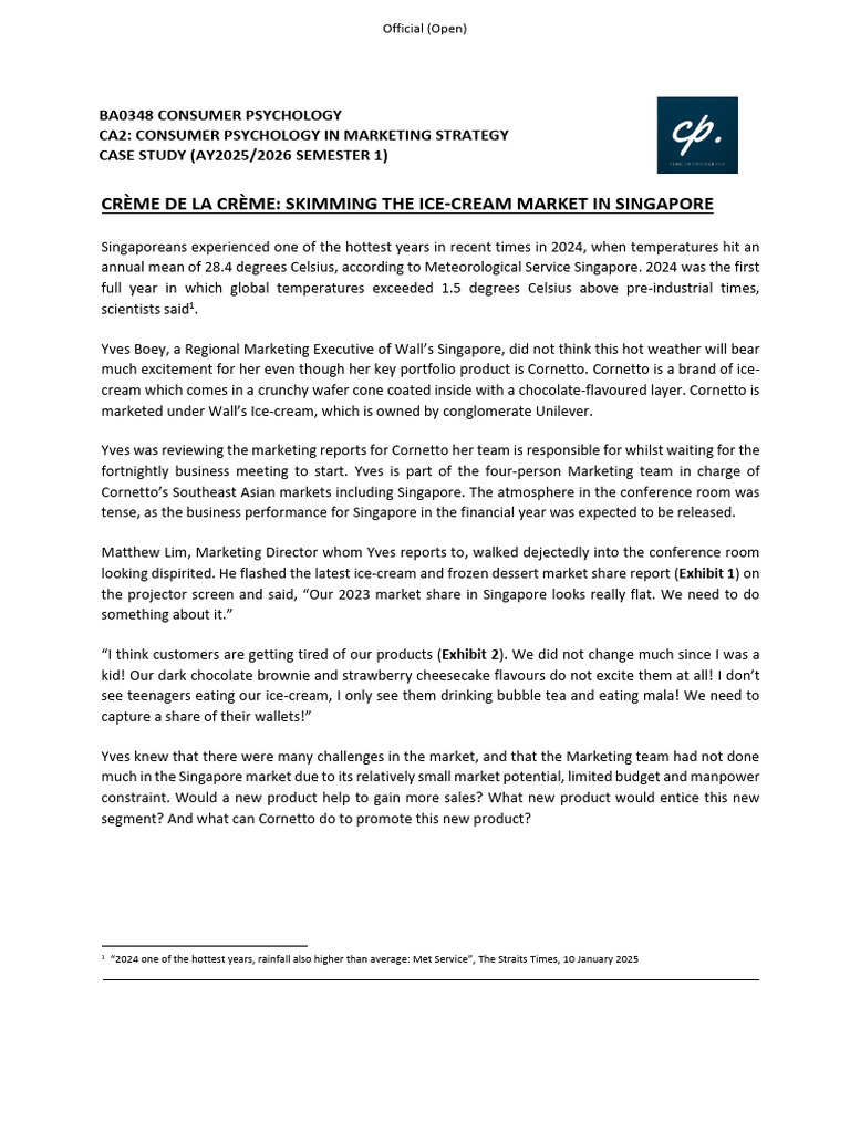 Case Study - Cornetto (AY2526S1) | PDF | Ice Cream | Foods