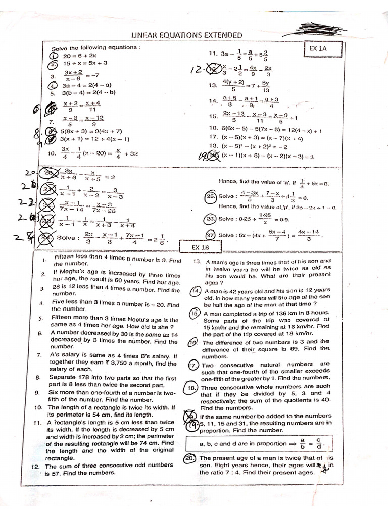Linear Equations Class 7 | PDF