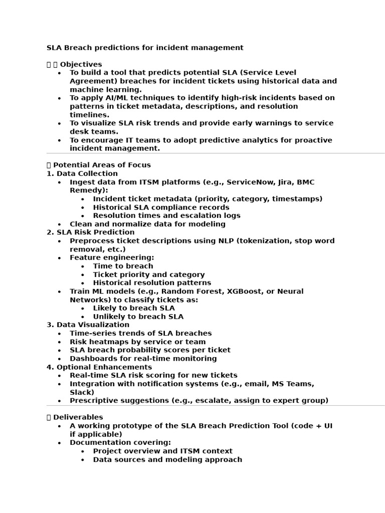 SLA Breach Predictions For Incident Management | PDF