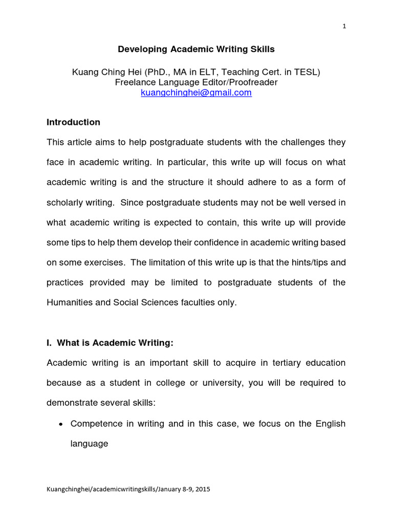 Developing Academic Writing Skills | PDF | Methodology | Evidence