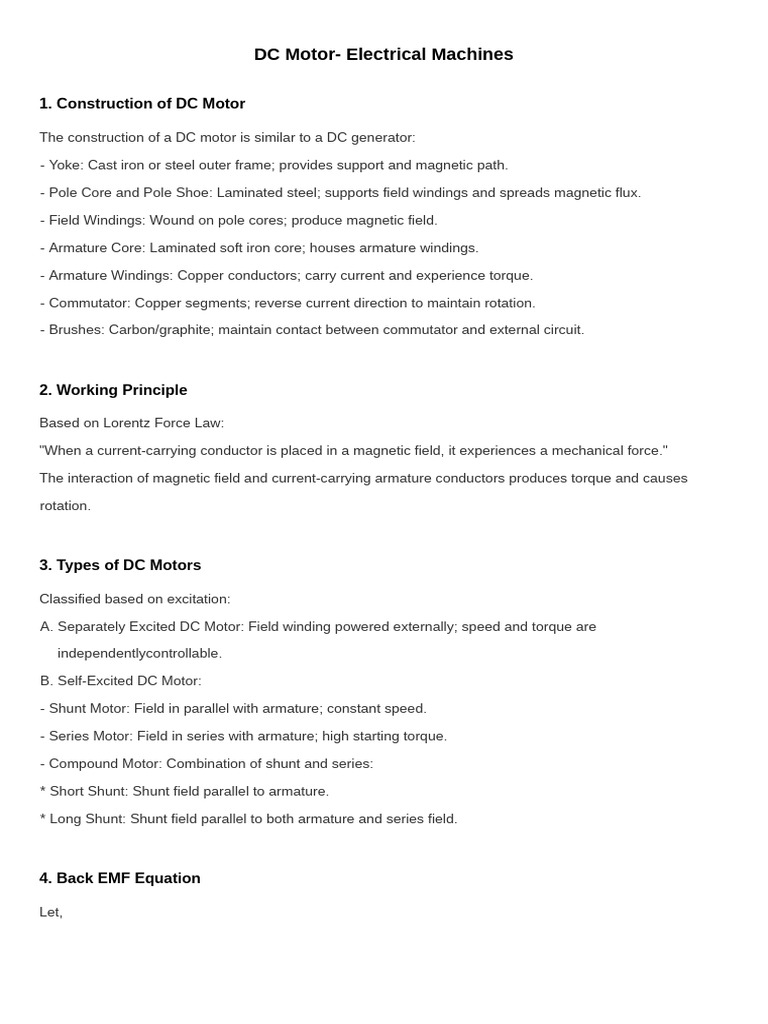 DC Motor Electrical Machines | PDF