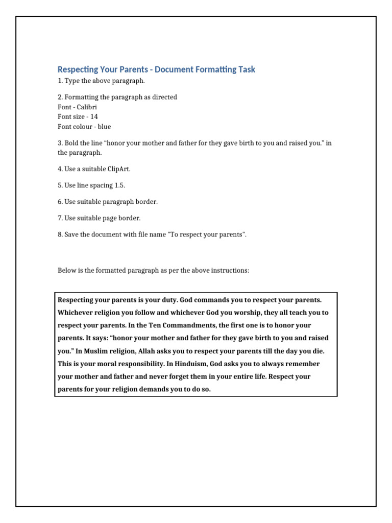 Full Instruction To Respect Your Parents | PDF