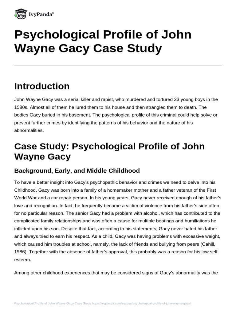 John Wayne Gacy: A Psychopath's Profile | PDF | Psychopathy | Psychology