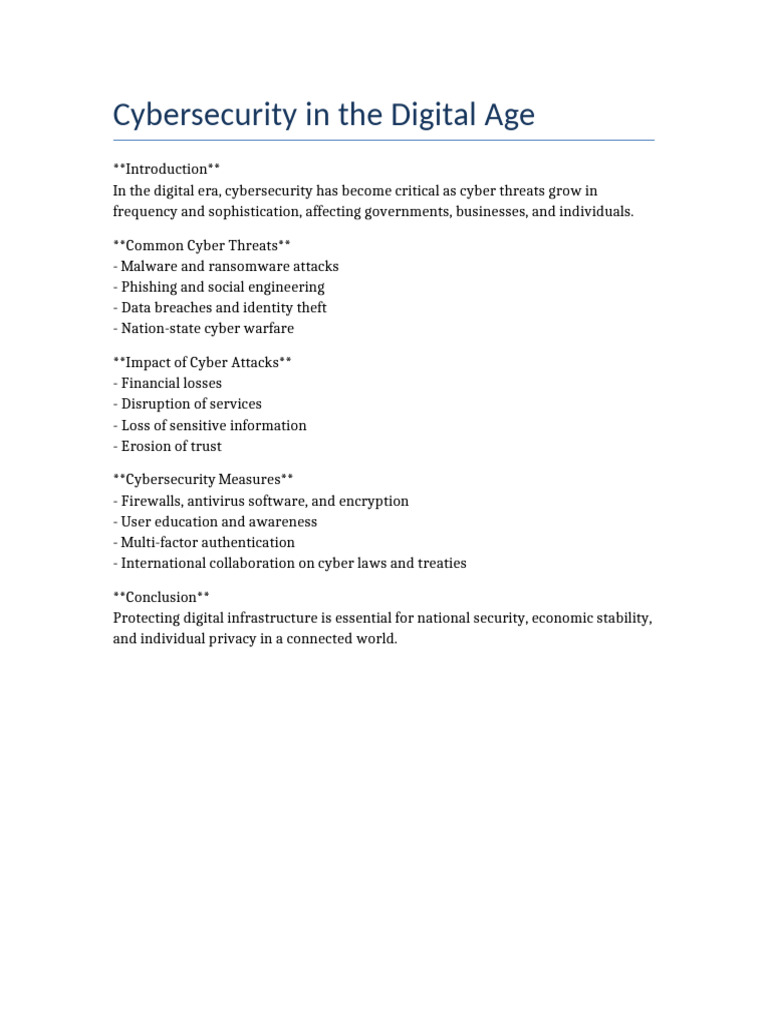 Cybersecurity in The Digital Age | PDF