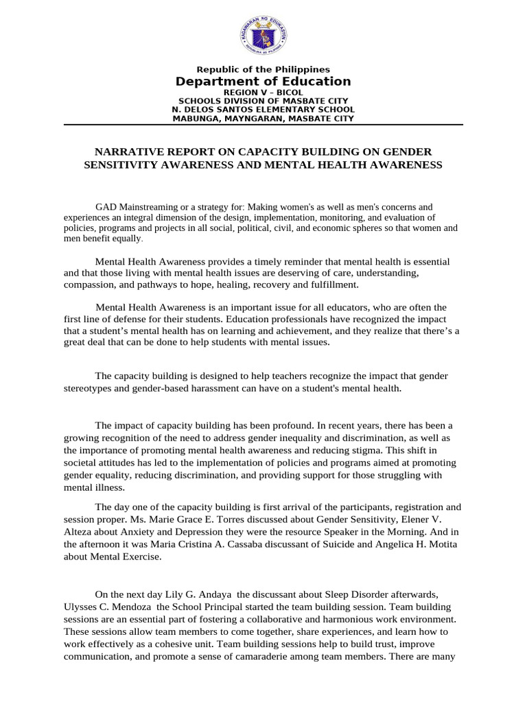 Gad Narrative Report 2024 | PDF | Mental Health | Gender