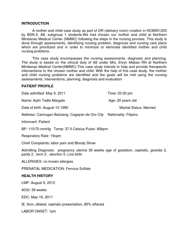 Mother and Child Case Study | PDF | Childbirth | Pelvis