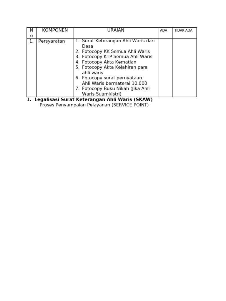 Form Brosur Surat Ket Ahli Waris | PDF
