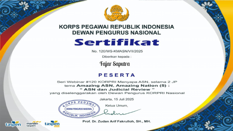 Sertifikat Fajar Saputra | PDF