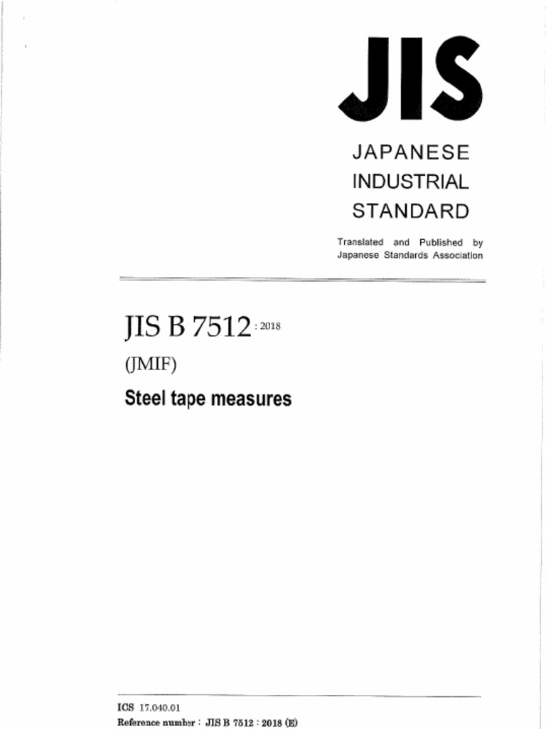 JIS B 7512 2018 (JMIF) Steel Tape Measures | PDF