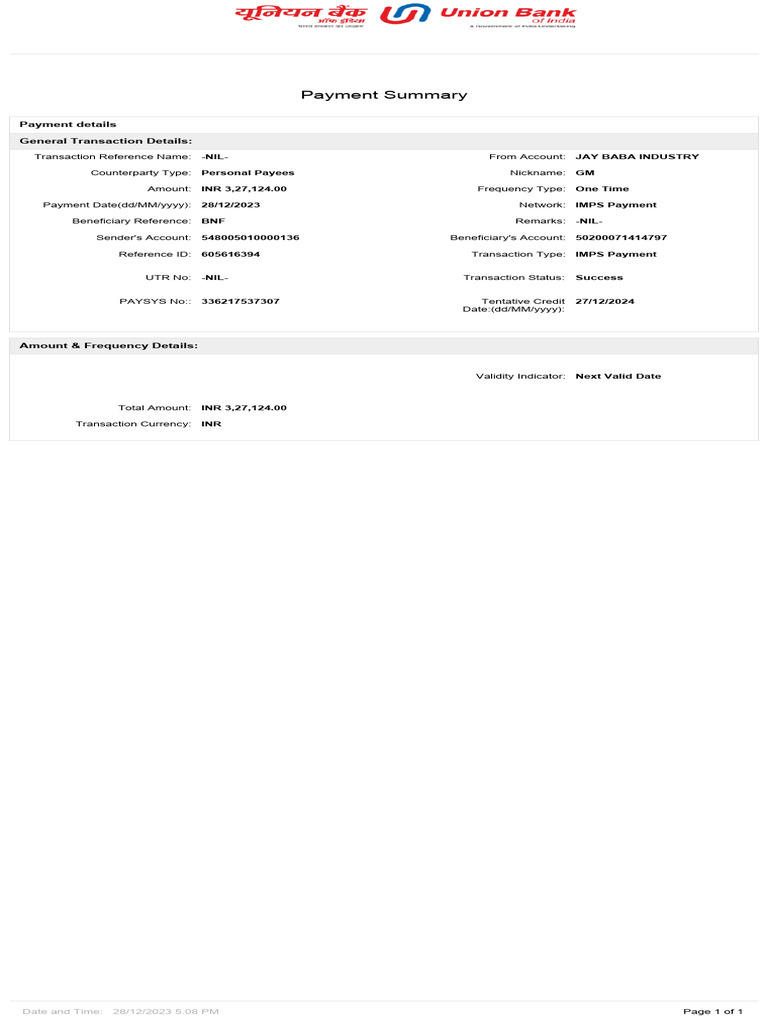 Payment Summary | PDF