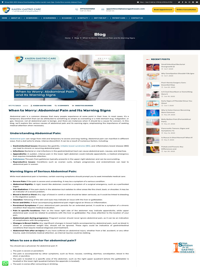Abdominal Pain: Warning Signs to Know | PDF | Gastroenterology | Abdomen