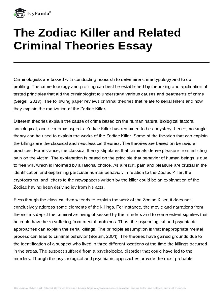 Zodiac Killer: Theories and Analysis | PDF | Crimes | Crime & Violence
