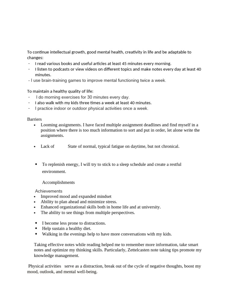 Enhancing Intellectual Wellness Strategies | PDF