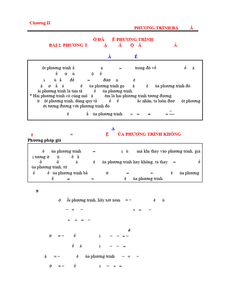 Ly Thuyet Cac Dang Toan Va Bai Tap Phuong Trinh Bac Nhat Mot An 1 | PDF