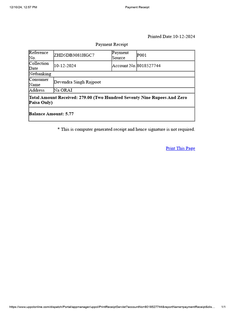 Munna Bill Receipt | PDF