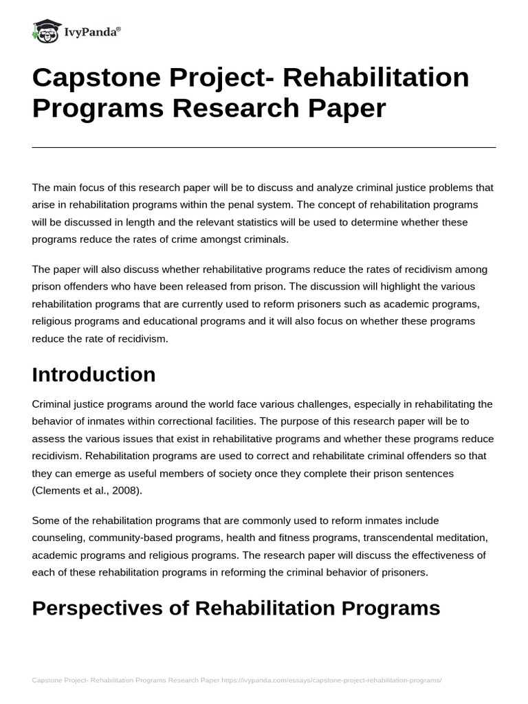 Rehabilitation Programs and Recidivism Analysis | PDF | Rehabilitation ...