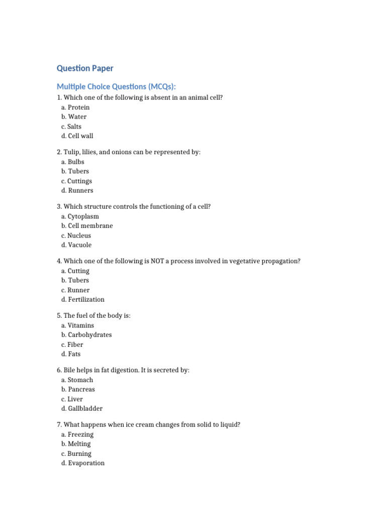 Class 7 Final Term Paper | PDF