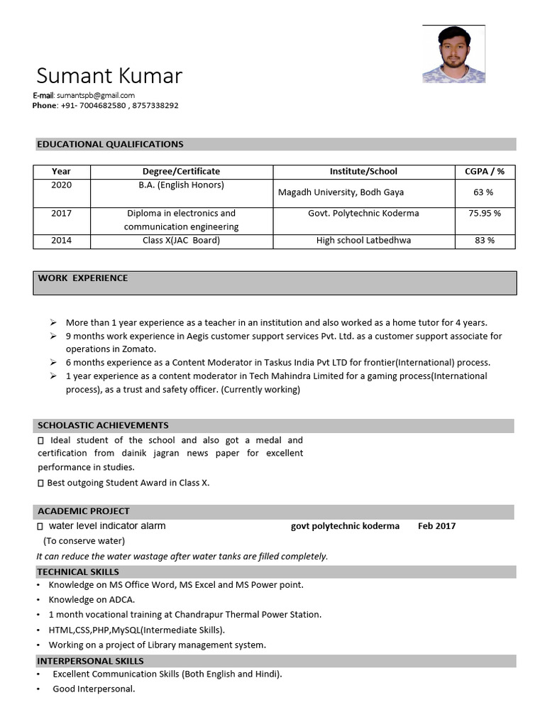 Sumant Main Resume New | PDF
