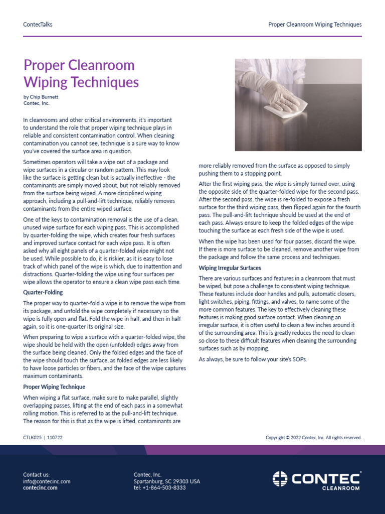 CTLK025 Proper Wiping Techniques | PDF
