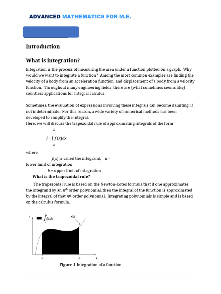 FME7 Lecture 14 Trapezoidal Method 2022 | PDF | Integral | Equations