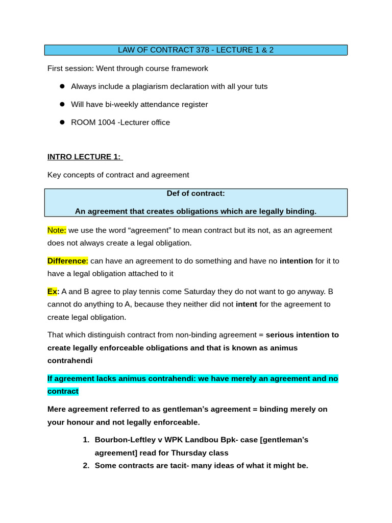 Law of Contract Notes | PDF | Offer And Acceptance | Auction