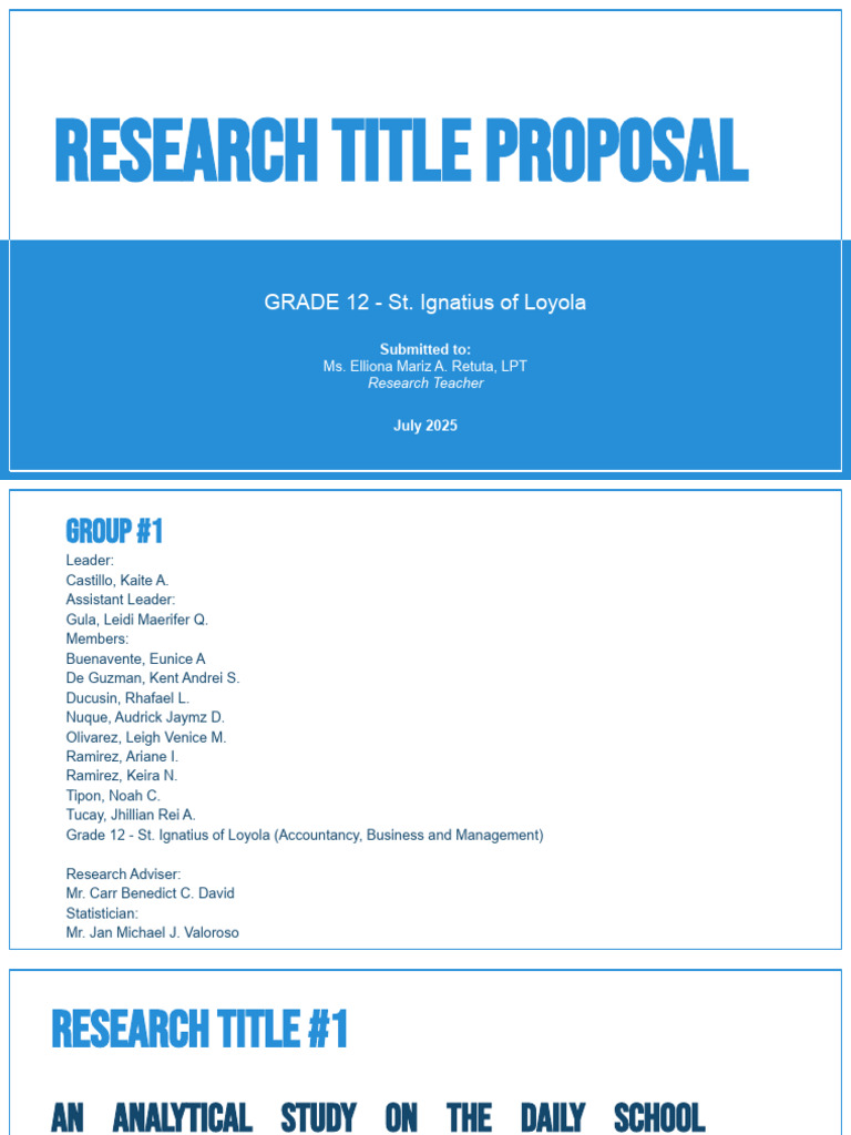 Group1 StIgnatius ResearchTitleProposal | PDF | Survey Methodology ...
